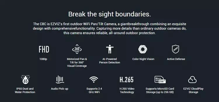 Ezviz C8C ئوبزورى: ھاۋارايىدىن مۇداپىئەلىنىش ئەقلىي ئىقتىدارلىق كامېرا 360 ° Vision 1015_6