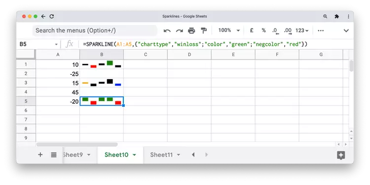 Giunsa Pagdugang ang mga Sparkline sa Google Sheets aron Ipakita ang Minimalist nga Data 10942_11