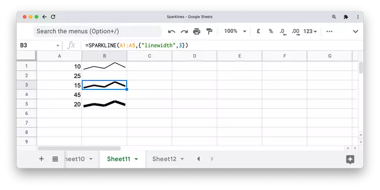 Kuinka lisätä Sparklines Google Sheetsiin näyttämään minimalistisia tietoja 10942_12