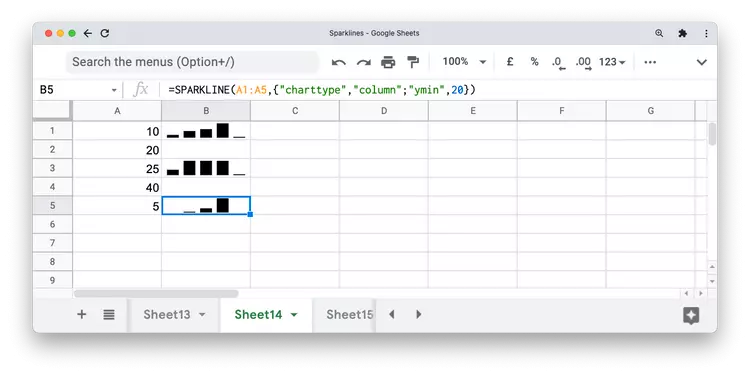 របៀបបន្ថែម Sparklines នៅក្នុង Google Sheets ដើម្បីបង្ហាញទិន្នន័យតិចតួចបំផុត។ 10942_15