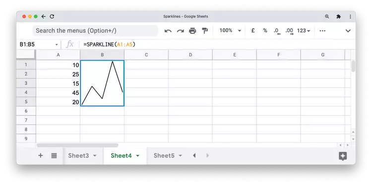 Conas Sparklines a Chur le Google Sheets le Sonraí Íosta a Thaispeáint 10942_5