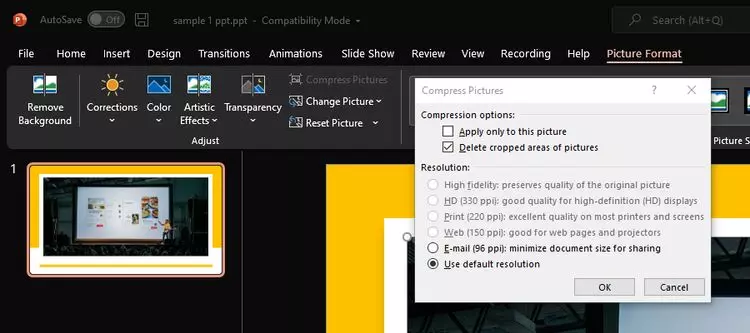 Come ridurre la dimensione del file della presentazione di PowerPoint 11617_5