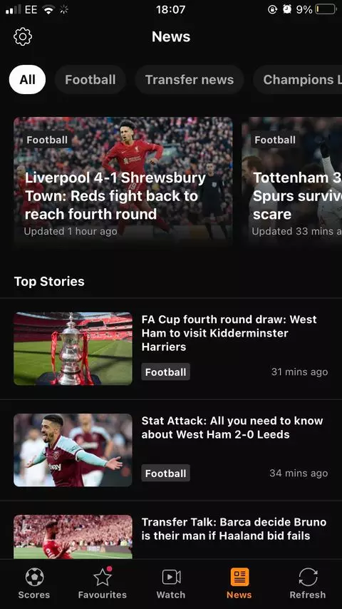 7 aplikacionet më të mira për kontrollimin e rezultateve sportive në iPhone tuaj 116_9