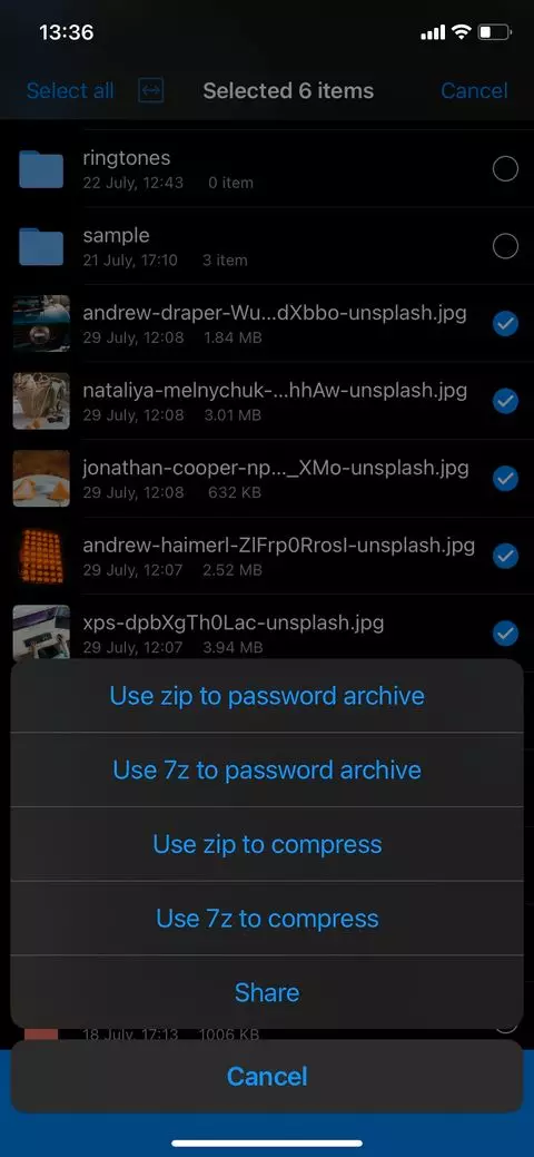 IPhone болон iPad дээр ZIP файл хийх шилдэг 8 програм 11760_12