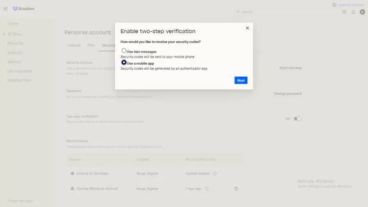 Cara Mendayakan Pengesahan Dua Langkah dalam Dropbox 11830_11