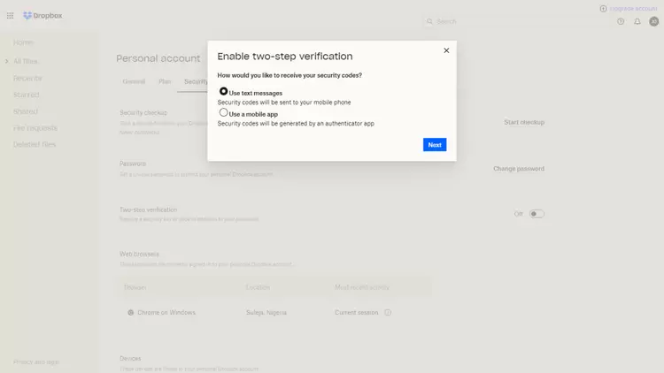 Cara Mendayakan Pengesahan Dua Langkah dalam Dropbox 11830_5