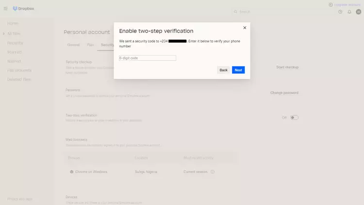 Cara Mendayakan Pengesahan Dua Langkah dalam Dropbox 11830_7
