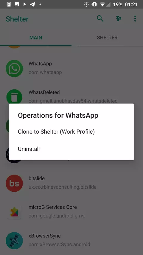 วิธีใช้แอพ Shelter to Sandbox บน Android 12428_5