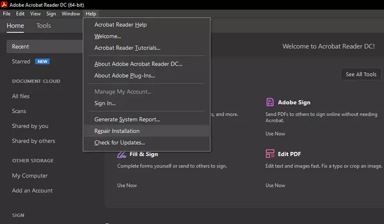 6 Hagaajinta Adobe Acrobat Reader Aanan Furin PDF Files ee Daaqadaha 12478_6