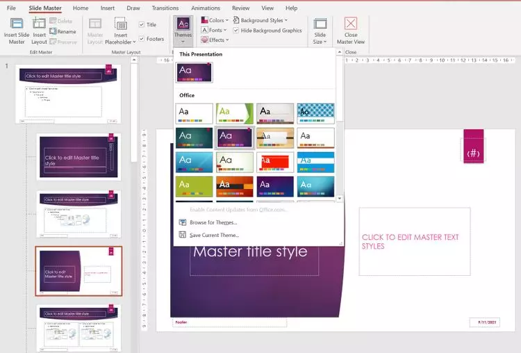 Hoe om Slide Master in Microsoft PowerPoint te gebruik om indrukwekkende aanbiedings te skep 12490_2