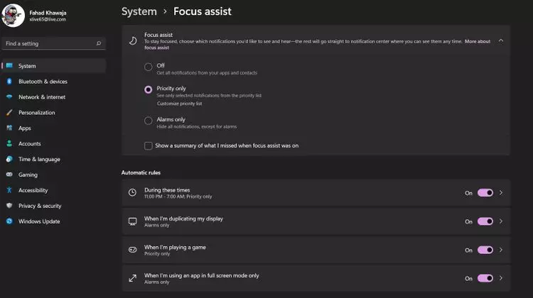 Afleiding minimaliseren met Focus Assist op Windows 11 13561_2