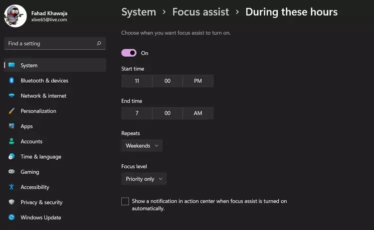 Hoe kinne jo ôfliedingen minimalisearje mei Focus Assist op Windows 11 13561_4