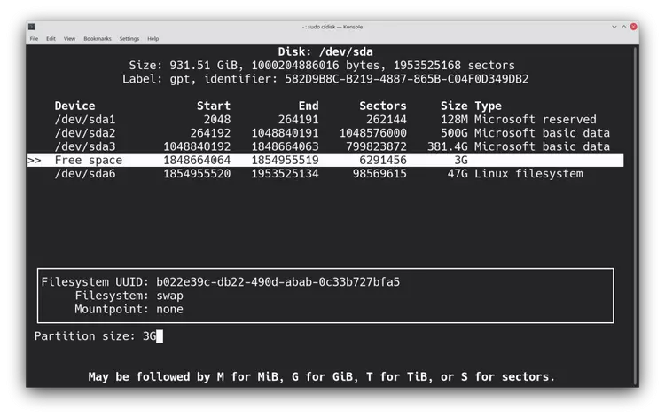 Cum să creați, să redimensionați și să ștergeți partițiile Linux cu Cfdisk 13634_5