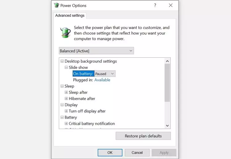 In hantlieding foar Windows 10's Power Options 1399_5