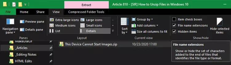 Windows 10에서 파일의 압축을 푸는 방법 14008_2