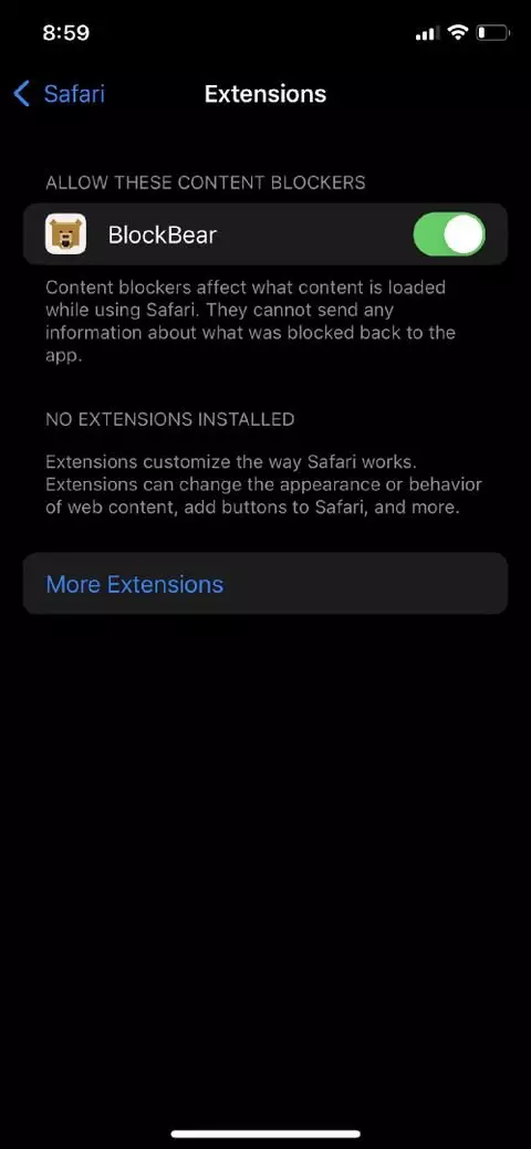 Mulimuli ane, e mafai ona e faʻapipiʻi Safari Extensions i luga o le iPhone ma le iOS 15: Le Faʻafefea 14095_6