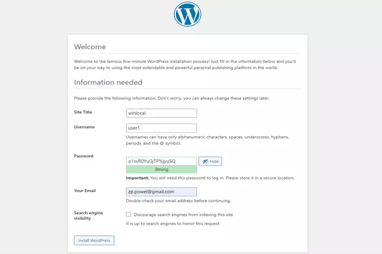 WordPress-i Windows-da 5 Addımda Yerli Quraşdırma 14288_8