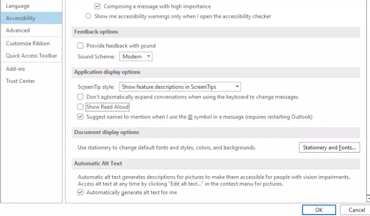 Как читать электронные письма вслух в Microsoft Outlook 1432_4