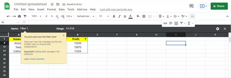 Kumaha Nganggo Filter Views dina Google Sheets 14347_18