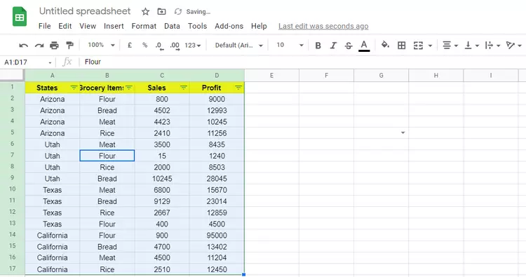 Kumaha Nganggo Filter Views dina Google Sheets 14347_4