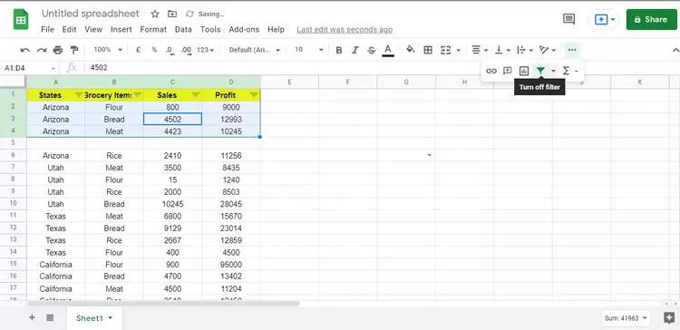 Kumaha Nganggo Filter Views dina Google Sheets 14347_5