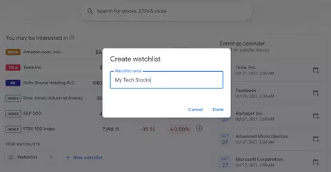 Google Finance पर स्टॉक वॉचलिस्ट कैसे बनाएं 16105_3