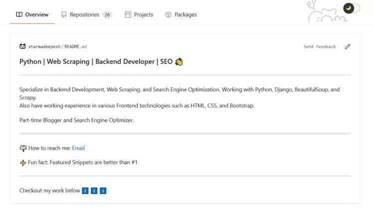 ReadMe மூலம் உங்கள் GitHub சுயவிவரத்தைத் தனிப்பயனாக்குங்கள் 16223_9