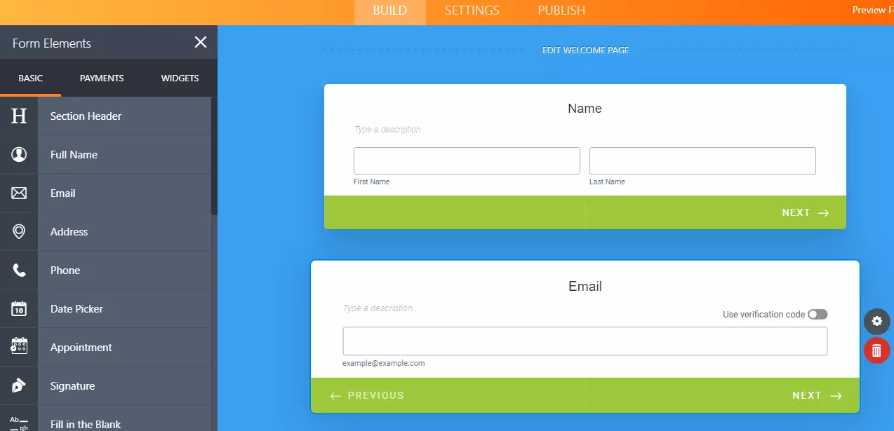 Jotform တွင် Card Type Forms ၏ Screenshot