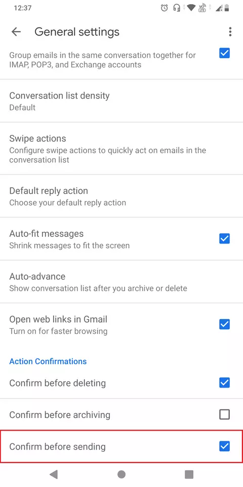 Comment confirmer avant d'envoyer un e-mail dans l'application Gmail 17950_4