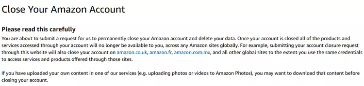 ಒಳ್ಳೆಯದಕ್ಕಾಗಿ ನಿಮ್ಮ Amazon ಖಾತೆಯನ್ನು ಮುಚ್ಚುವುದು ಮತ್ತು ಅಳಿಸುವುದು ಹೇಗೆ 18945_2