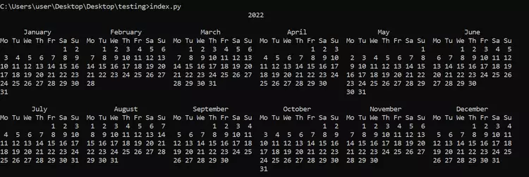 Sida loo isticmaalo Python's Calendar Module 19628_3