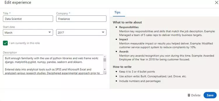 LinkedInプロフィールから履歴書を作成する方法 19662_8