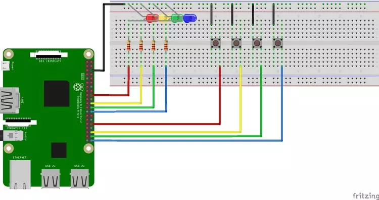 ゲームサイモンを使用したラズベリーパイブレッドボードの初心者向けガイド 20233_6