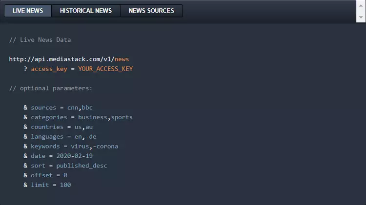 Hoyong Nambahkeun Judul Berita ka Wéb atanapi Aplikasi anjeun? Anjeun peryogi Mediastack API 20296_2