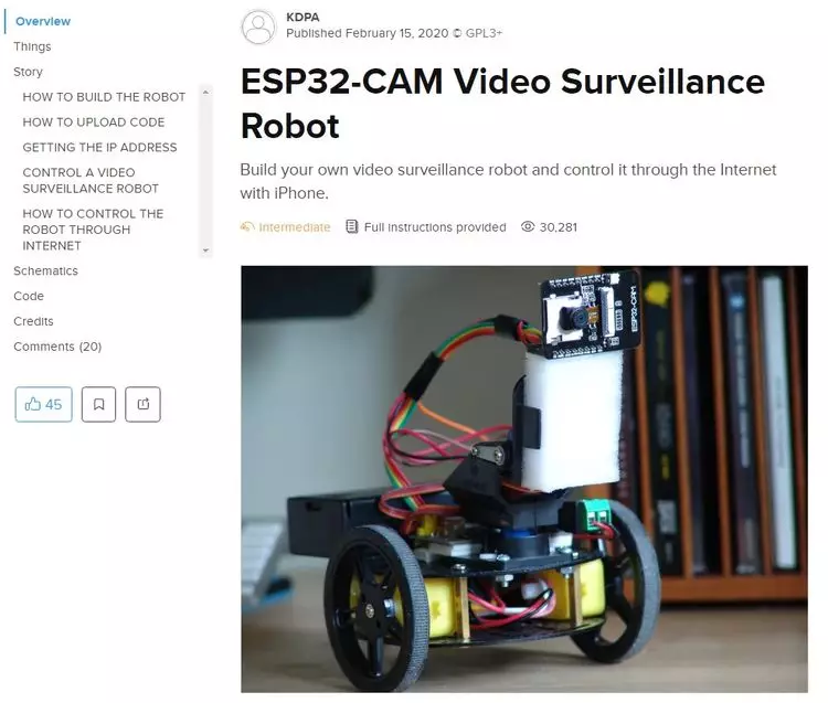 10 projektet më të mira të robotikës ESP32