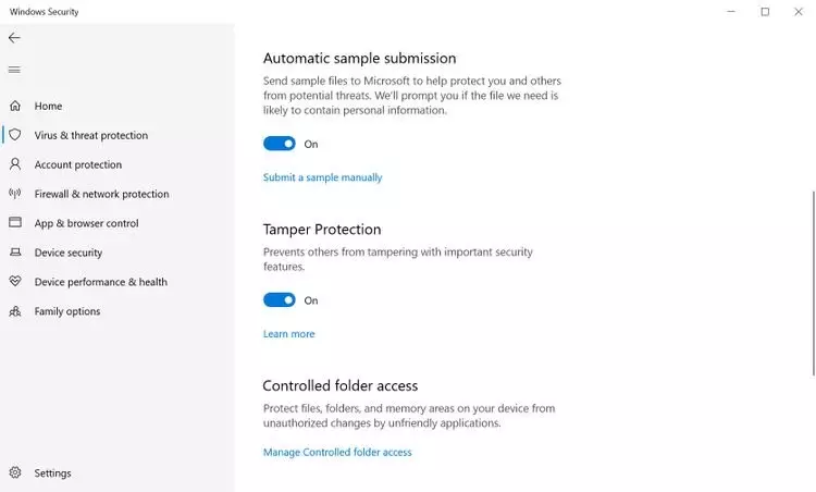 วิธีเปิดใช้งานการป้องกันการงัดแงะใน Windows Defender (และทำไมคุณควร) 2054_3