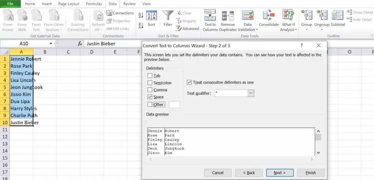 Como dividir células do Excel usando um delimitador 21192_4