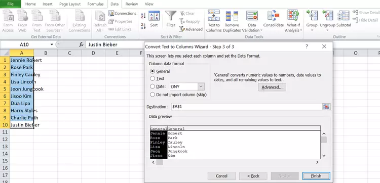 Como dividir células do Excel usando um delimitador 21192_5