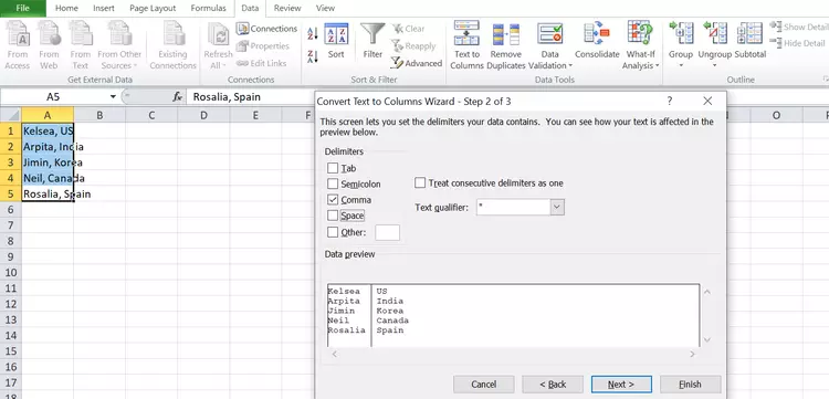 Como dividir células do Excel usando um delimitador 21192_9