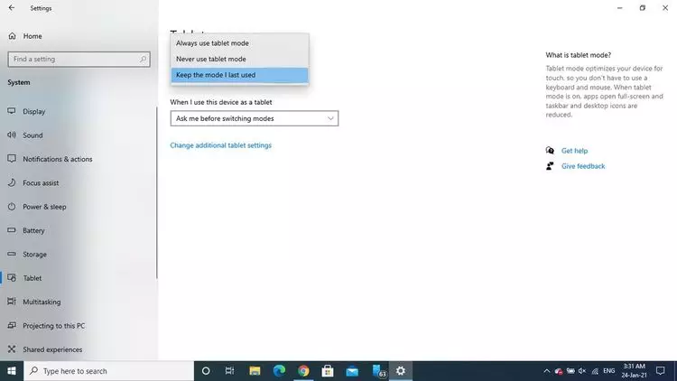 Hoe om tabletmodus af te skakel in Windows 10 21242_6