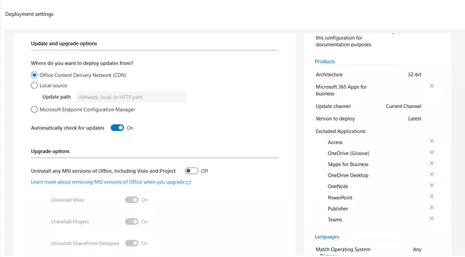 Office Deployment Tool yordamida ofis oʻrnatishingizni moslashtiring 21264_7