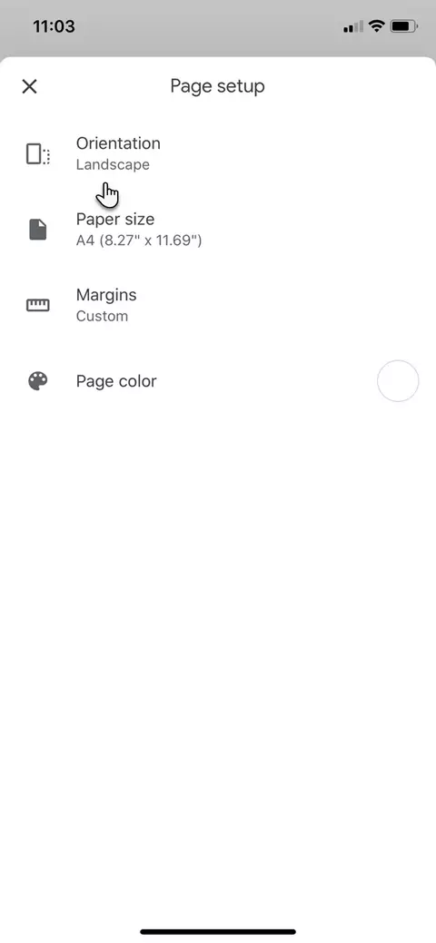 Come modificare l'orientamento della pagina in Google Docs in orizzontale 21294_4