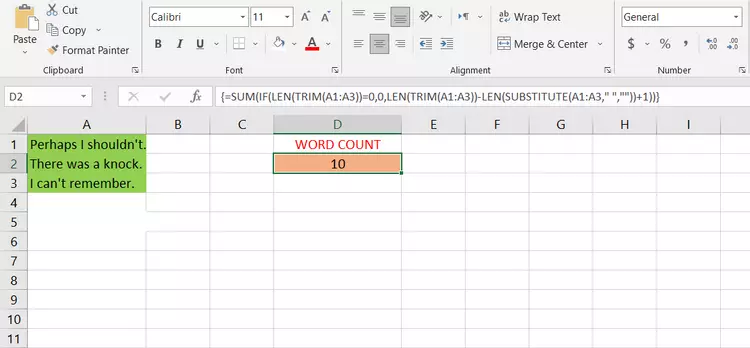 Giunsa ang Pag-ihap sa mga Pulong ug mga Karakter sa Excel Uban sa LEN Function 21723_4