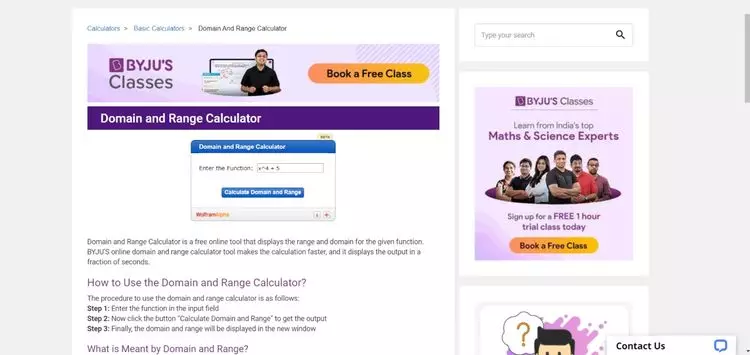 Unsaon Pagpangita sa Domain ug Sakup sa usa ka Function Uban Niining mga Online Calculators 21848_4