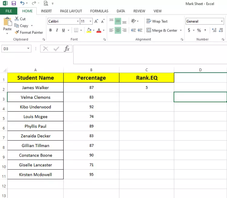 Kaip naudoti rango ir SUMPRODUCT funkciją programoje „Excel“ su COUNTIF 21851_5