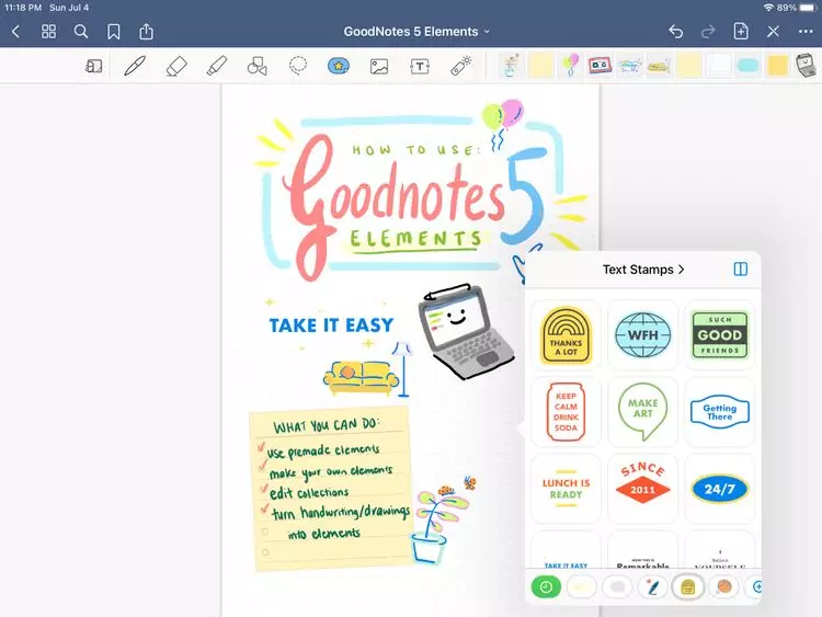 GoodNotes 5 တွင် Elements Tool ကိုအသုံးပြုနည်း 21886_2