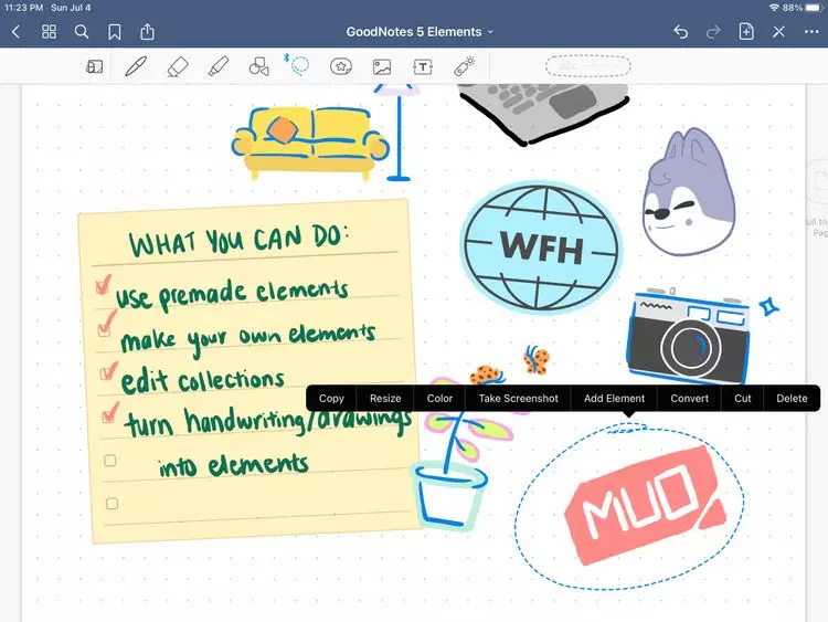 GoodNotes 5 တွင် Elements Tool ကိုအသုံးပြုနည်း 21886_6