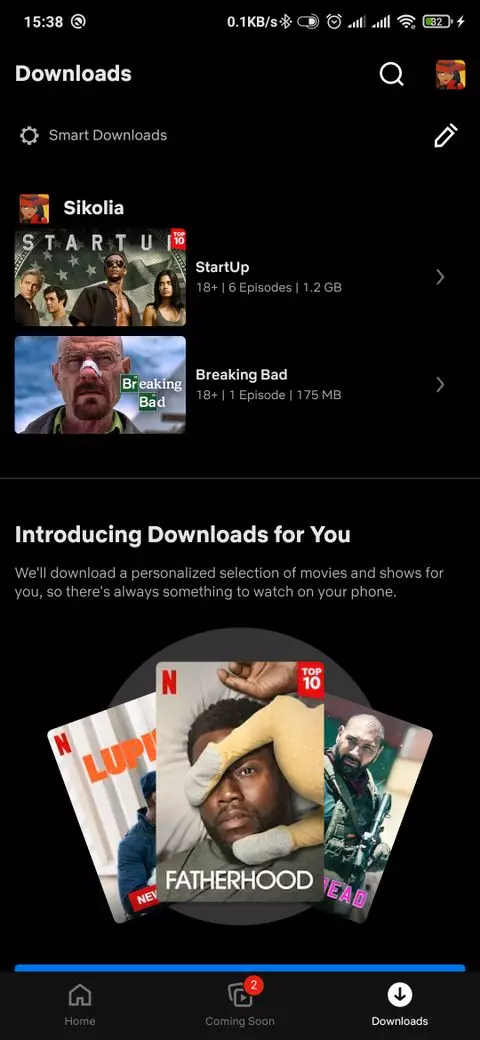 Fa'afefea ona fa'aoga Smart Downloads ile Netflix 22008_2