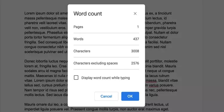 Google Docs တွင် Word Count ကို စစ်ဆေးနည်း 22057_3