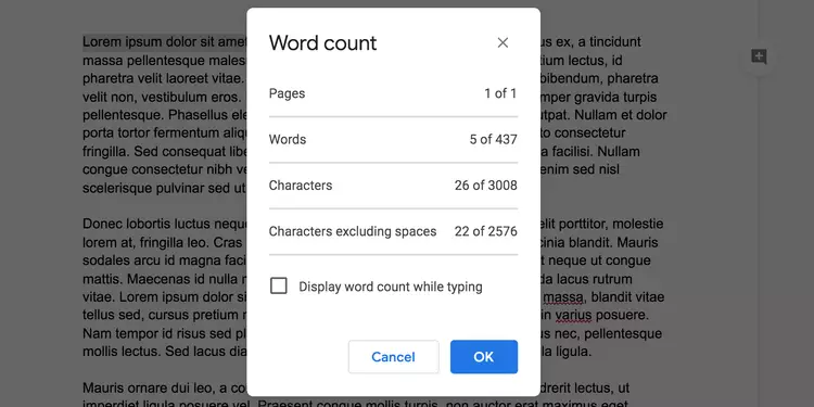 Google Docs တွင် Word Count ကို စစ်ဆေးနည်း 22057_4
